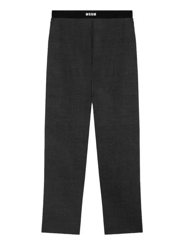 MSGM Tailored Logo Waistband Trousers - Grey