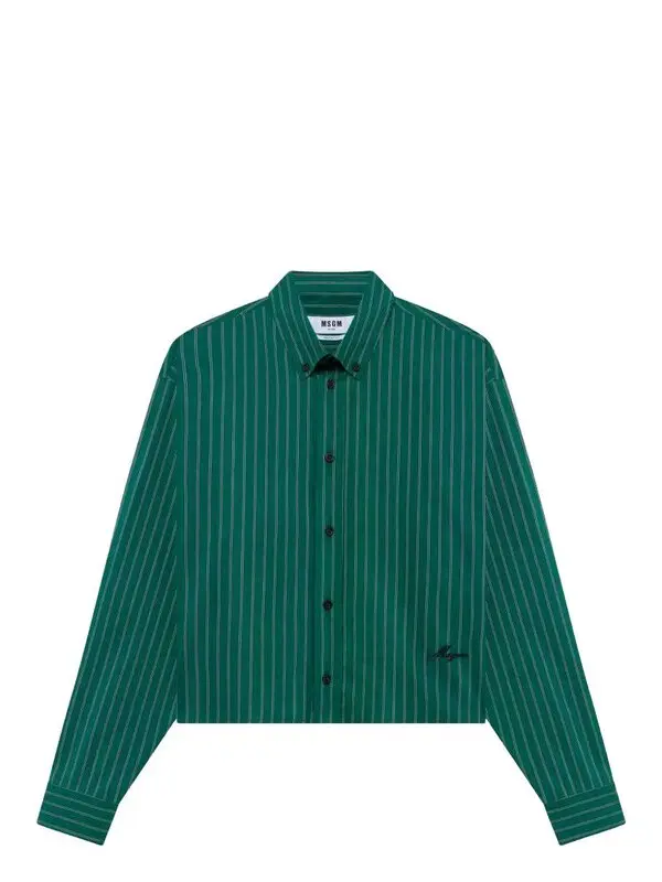 MSGM Pinstripe-pattern Cropped Shirt - Green