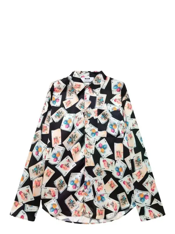 MSGM Playing-card-print Button-down Shirt - Black