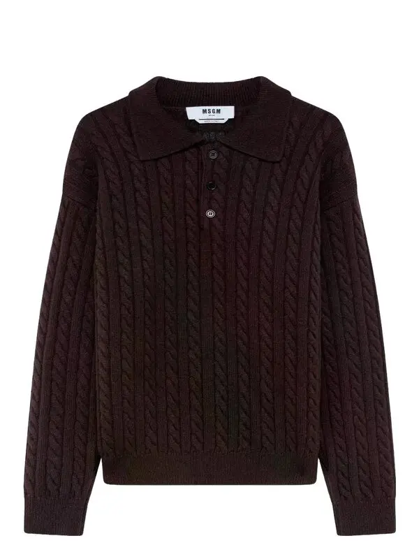 MSGM Cable-knit Polo Shirt - Brown