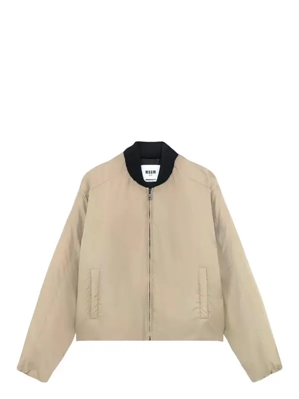 MSGM Logo-patch Bomber Jacket - Neutrals