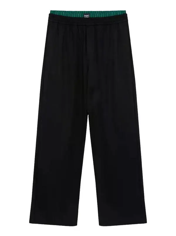 MSGM Logo-patch Layered-waistband Trousers - Black