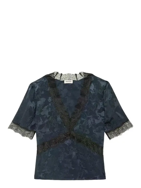 Zadig&Voltaire Lace-trimmed Jacquard Top - Blue