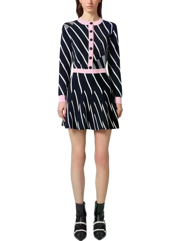 MSGM Diagonal Stripe Mini Skirt - Blue
