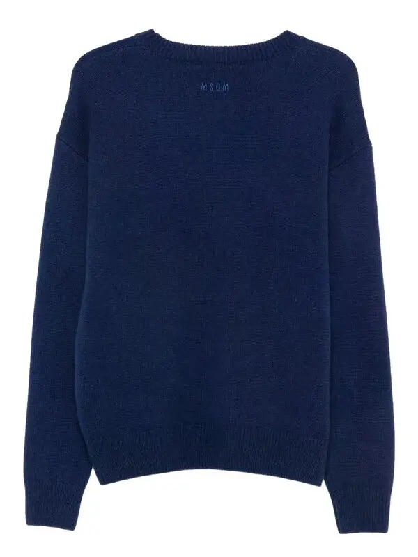 MSGM Intarsia-knit Logo-embroidered Sweater - Blue
