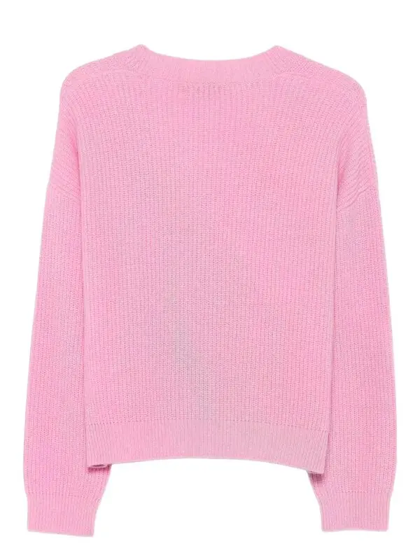 MSGM Logo Embroidered Ribbed Cardigan - Pink