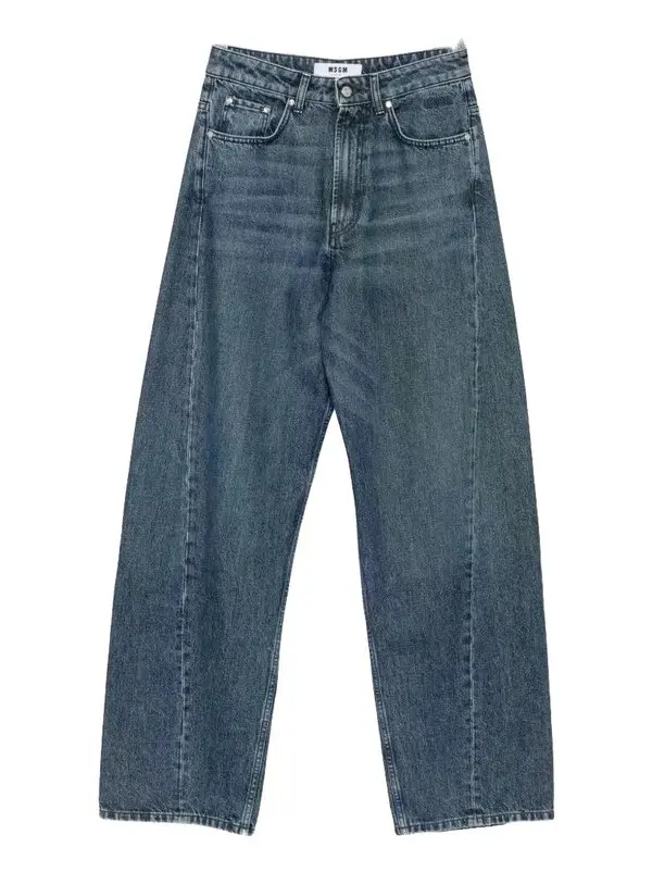 MSGM Logo Patch Wide-leg Jeans - Blue