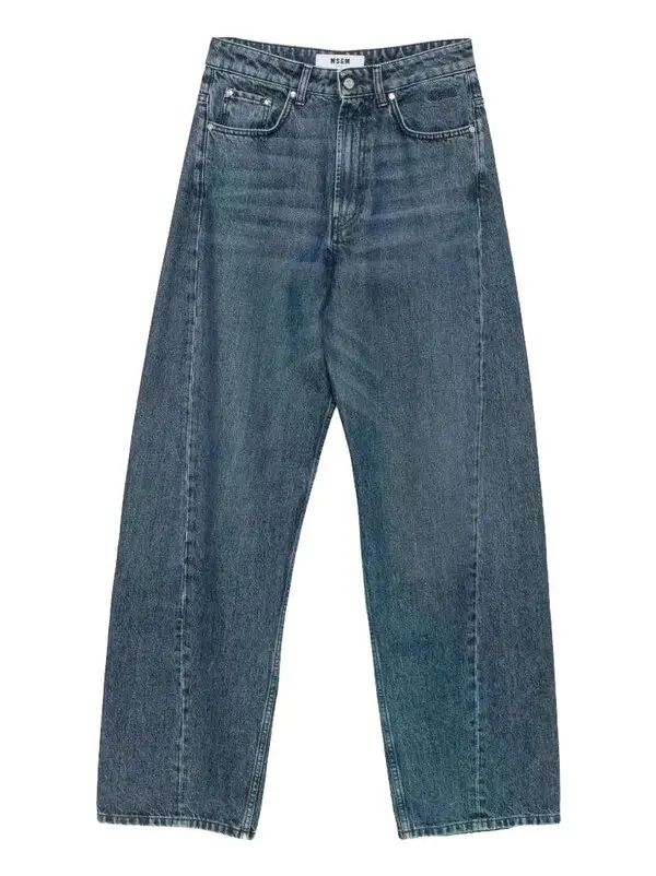 MSGM Logo Patch Wide-leg Jeans - Blue
