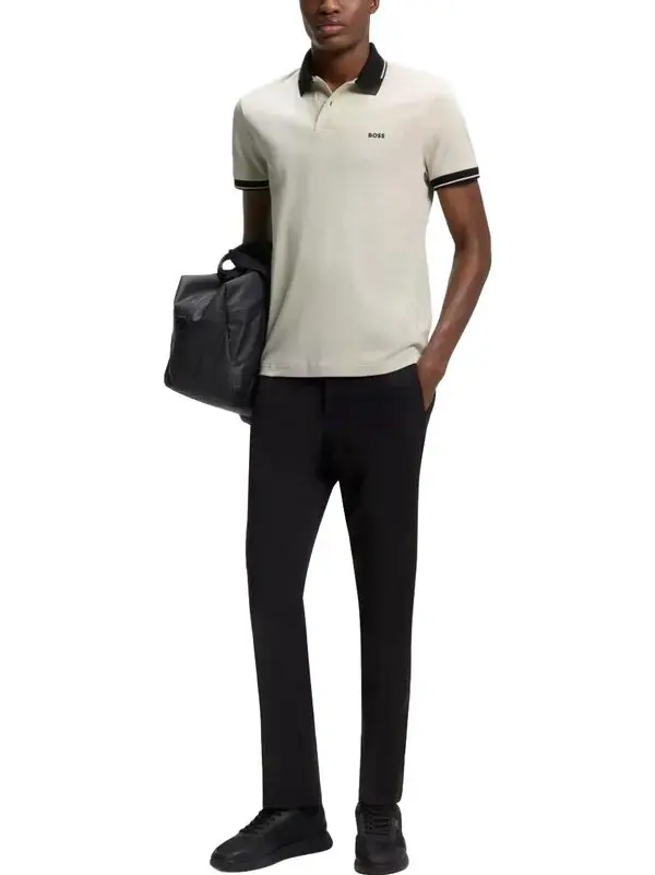 BOSS Contrast-trim Slim-fit Polo Shirt - Neutrals