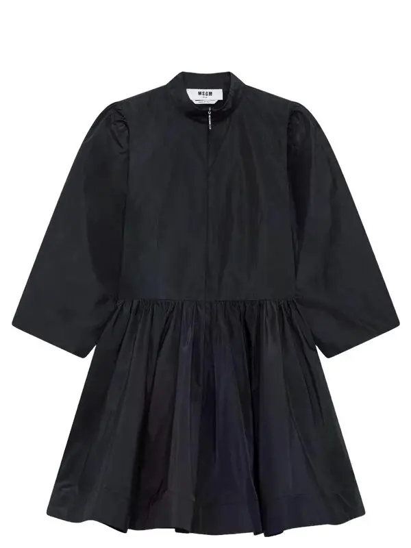 MSGM High-neck Gathered-skirt Mini Dress - Black