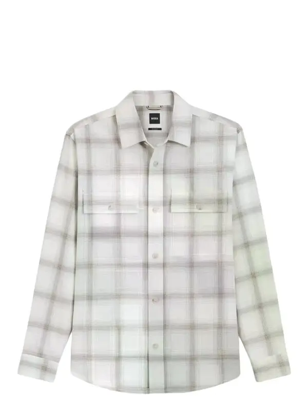 BOSS Relaxed-fit Check Shirt In Virgin Wool Blend - White