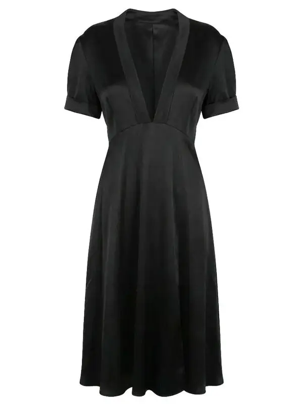Valentino Garavani V-neck Midi Dress With Rear Bow - Black