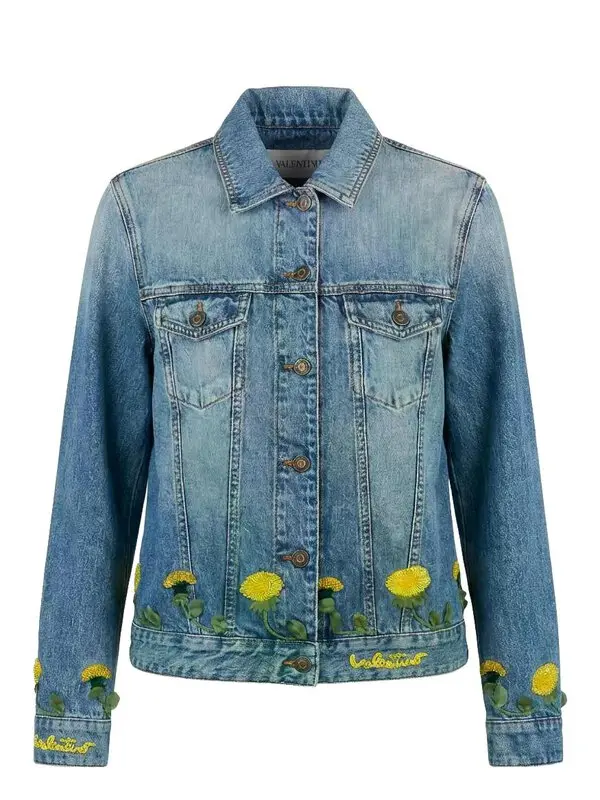Valentino Garavani Embroidered Denim Jacket - Blue