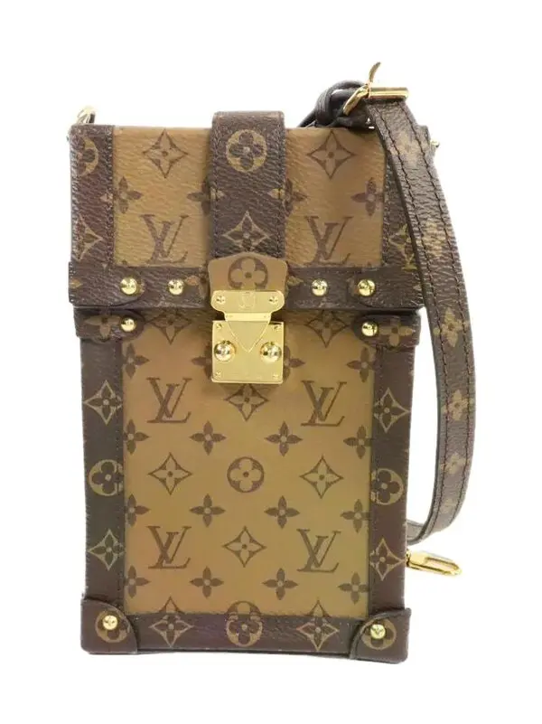 LOUIS VUITTON Monogram Reverse Trunk Vertical Shoulder Bag - Brown