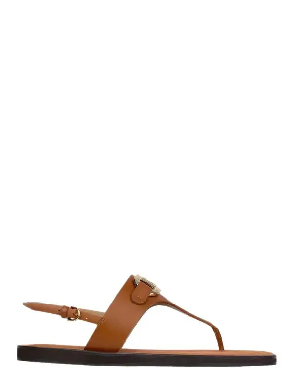 FERRAGAMO Gancini Flat Sandals - Brown