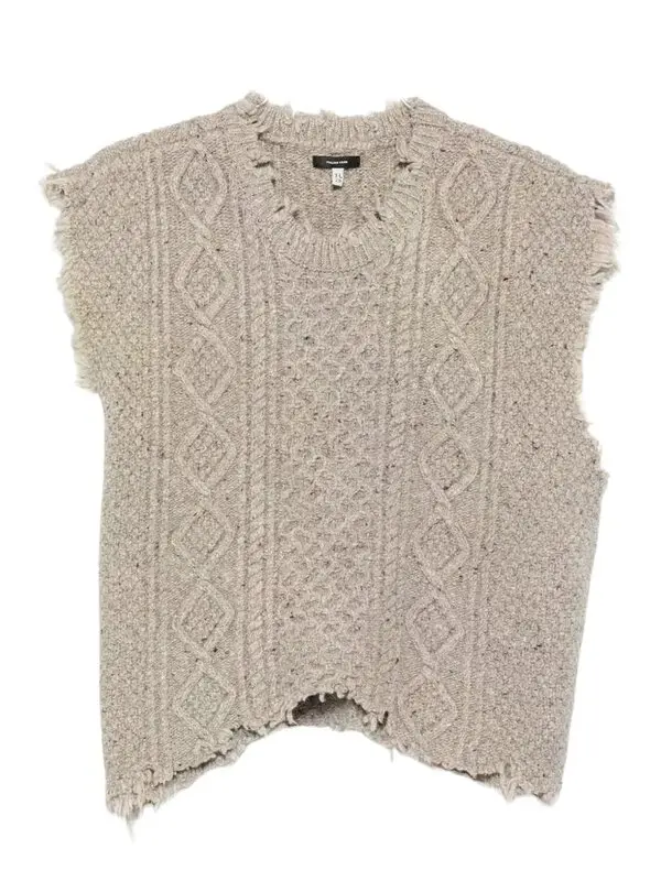 R13 Cable-knit Frayed Sweater Vest - Grey