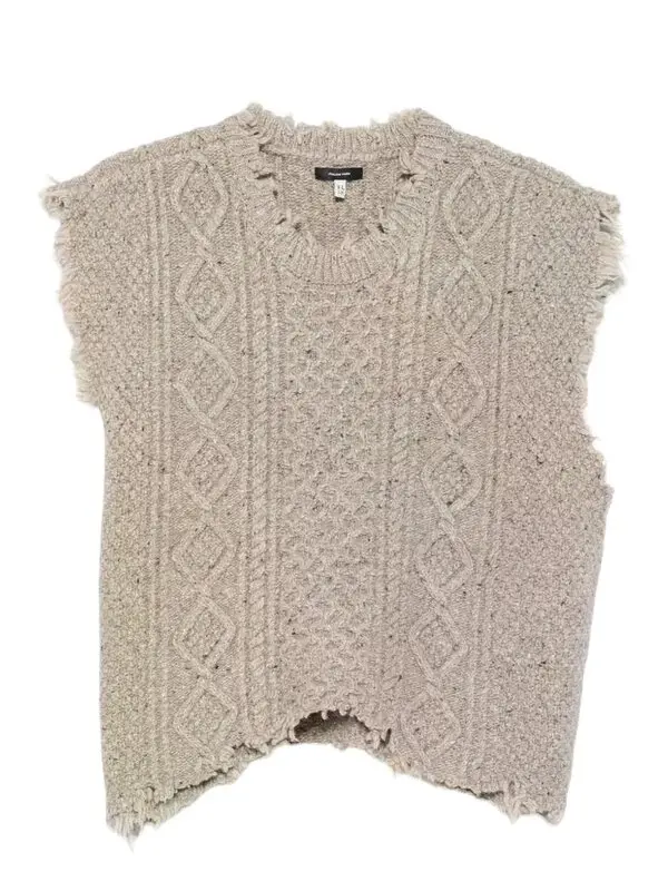 R13 Cable-knit Frayed Vest - Grey