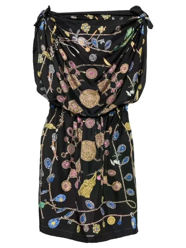 Versace Jewel Print Mini Dress - Black