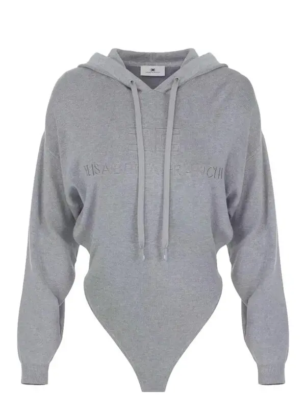 Elisabetta Franchi Knit Hooded Bodysuit - Grey