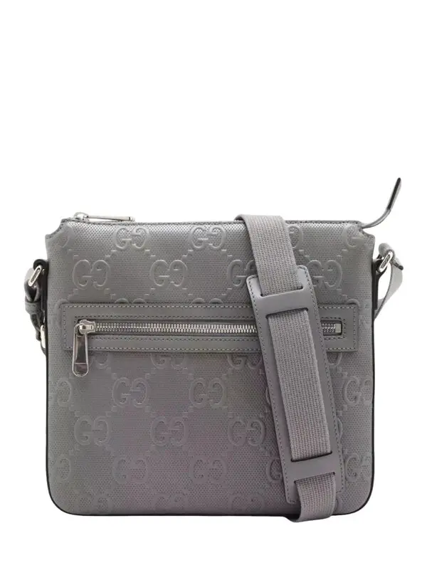 Gucci Gg Embossed Leather Crossbody Bag - Grey