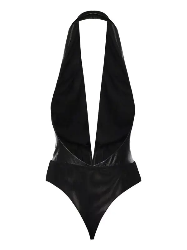 Andamane The Attico Halterneck Plunging Bodysuit - Black