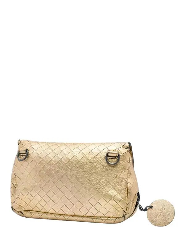 Bottega Veneta Nappa Intrecciomirage Chain Flap Crossbody Bag - Gold