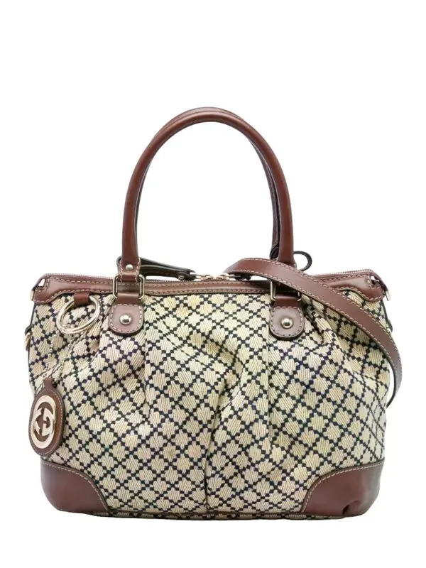 Gucci Diamante Canvas Sukey Satchel - Neutrals