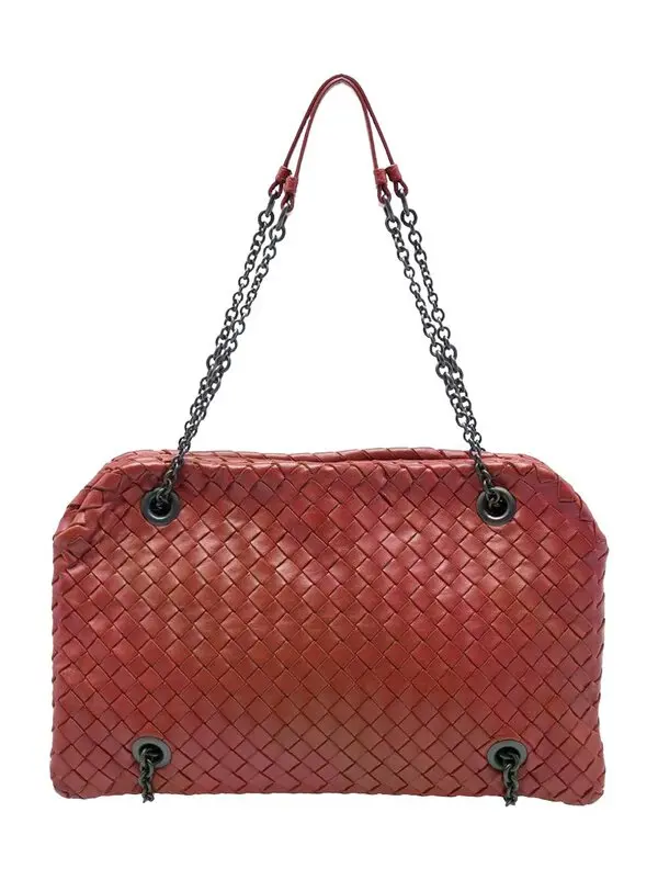Bottega Veneta Nappa Intrecciato Duo Shoulder Bag - Red