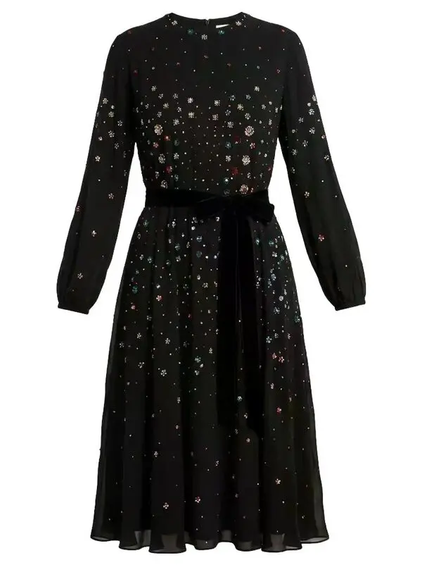 Valentino Garavani Long-sleeve Embellished Dress - Black