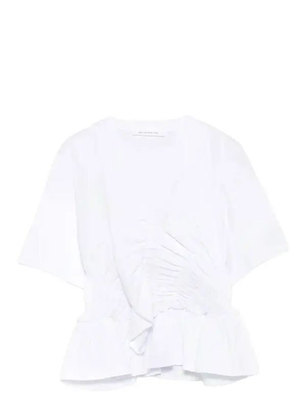 Cecilie Bahnsen Ace Ruched Peplum T-shirt - White