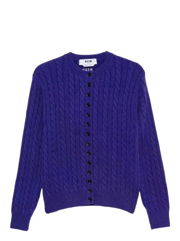 MSGM Cable Knit Button-front Cardigan - Purple