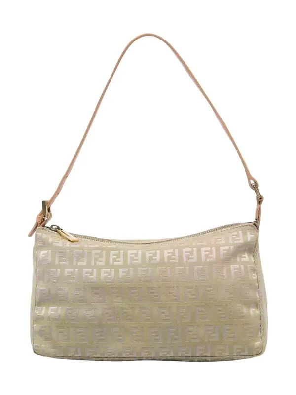 Fendi Zucchino Canvas Pochette Shoulder Bag - Neutrals