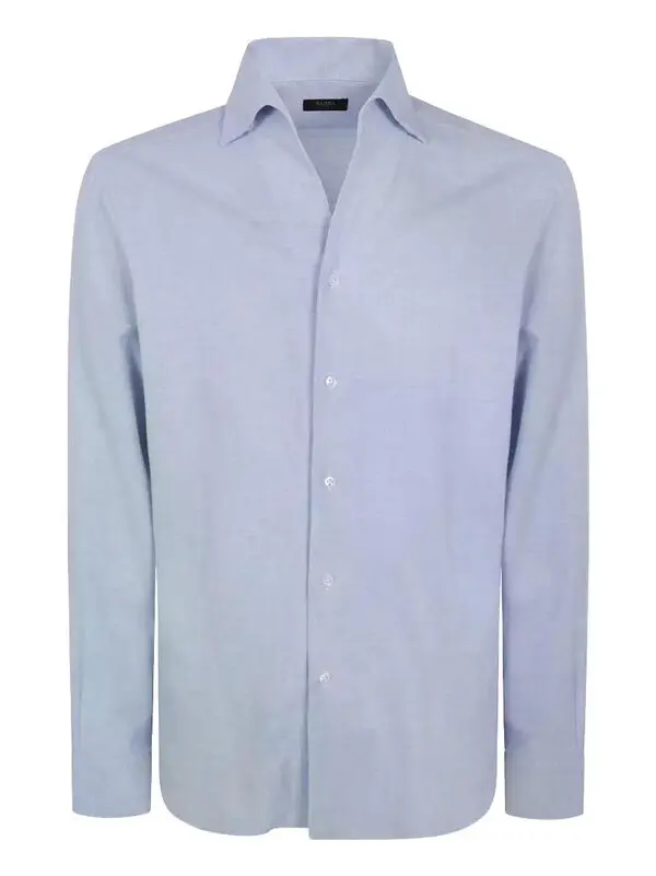 BARBA NAPOLI Button-up Long-sleeve Shirt - Blue