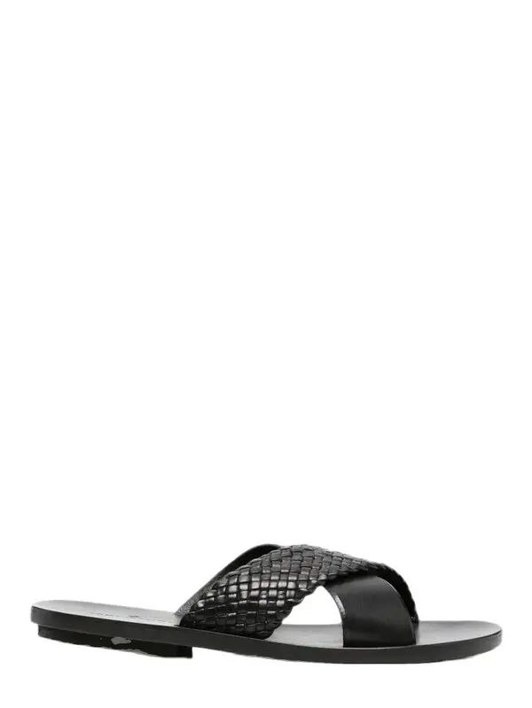 Tagliatore Woven Crossover Flat Sandals - Black