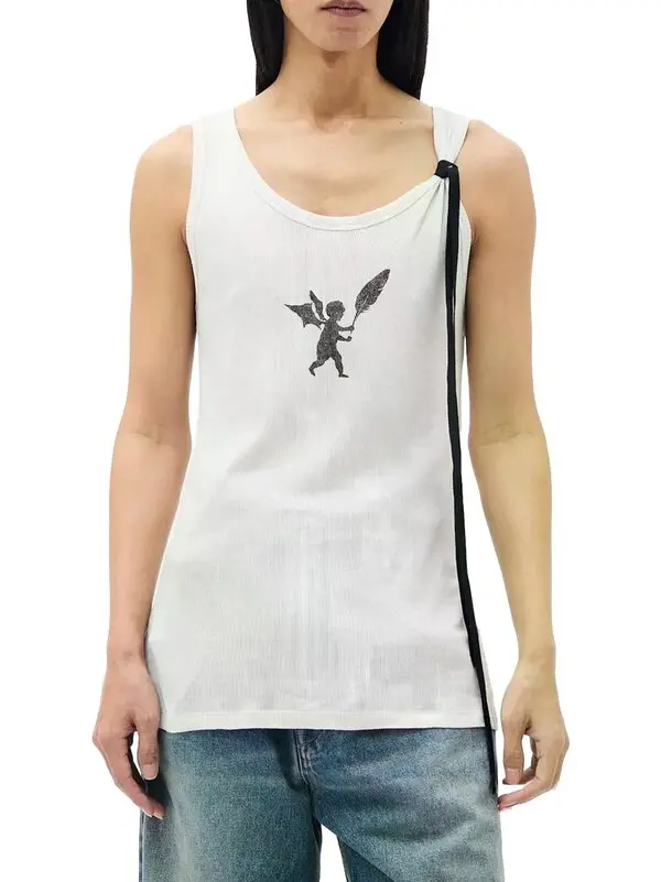 ANN DEMEULEMEESTER Rib-knit Vest With Angel Print - Neutrals