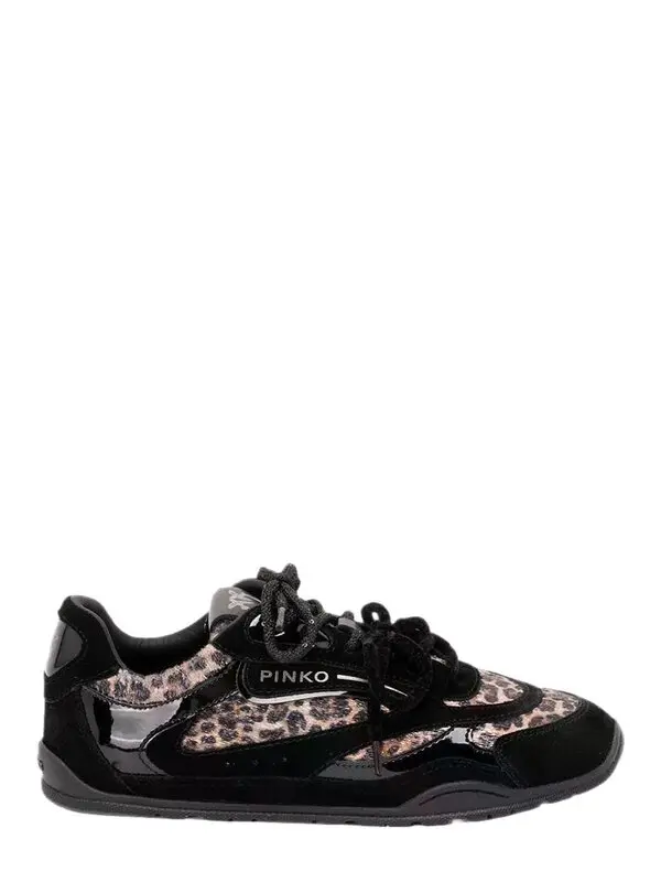 Pinko Yulia Leopard-print Panelled Sneakers - Black