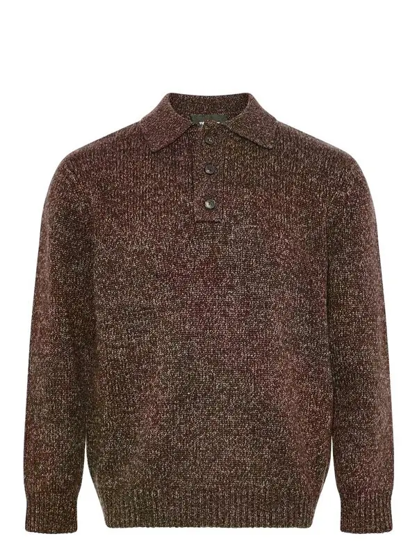 YVES SALOMON Long-sleeve Polo Shirt - Brown