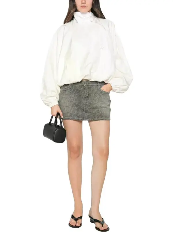 Ermanno Scervino Herringbone Denim Mini Skirt - Grey