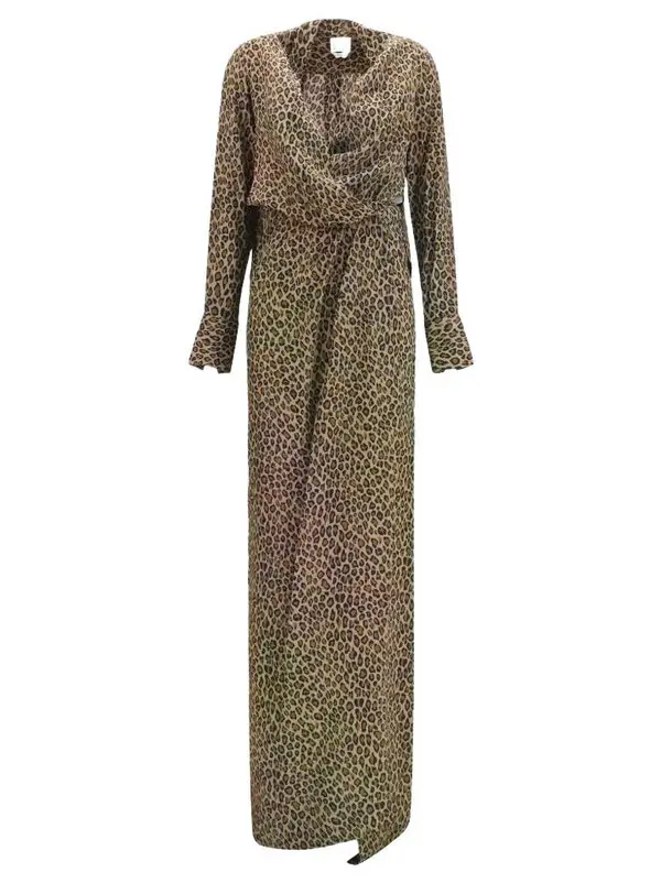 SA SU PHI Leopard Print Silk Maxi Dress - Brown