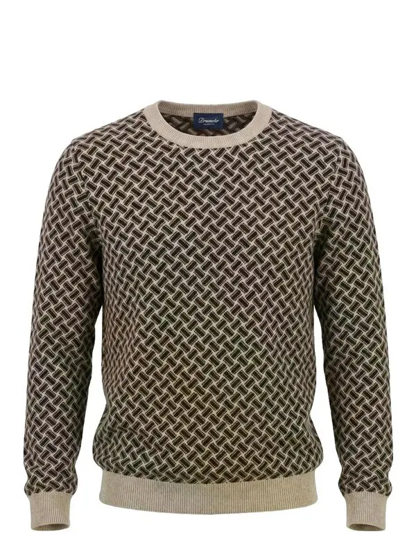 DRUMOHR Razor Blade Geometric Pattern Crew Neck Sweater - Brown