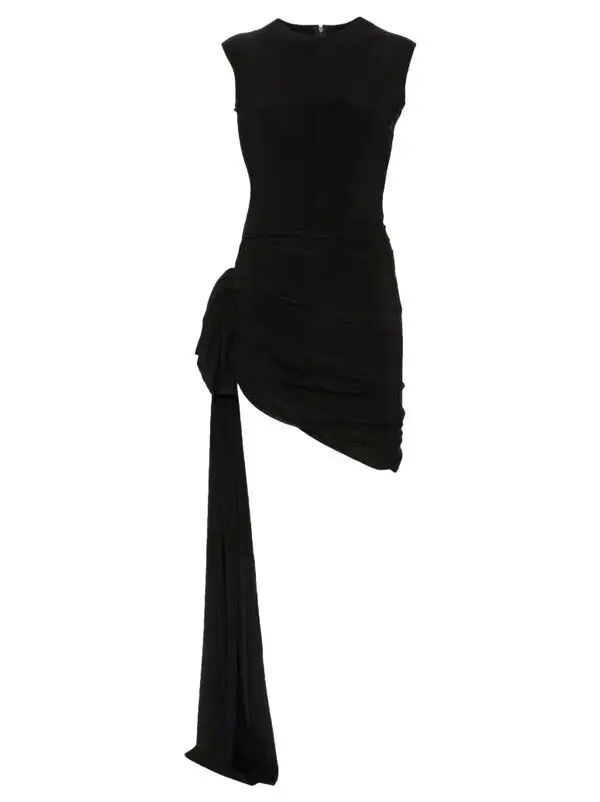 Norma Kamali Sleeveless Asymmetrical Draped Mini Dress - Black