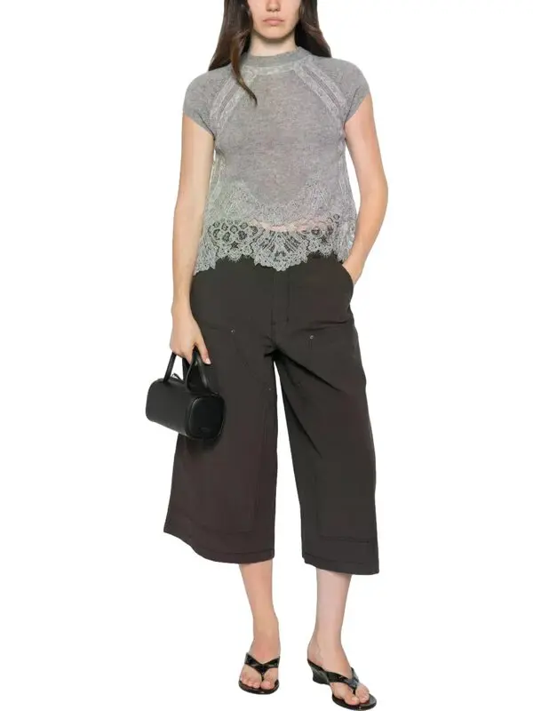 Ermanno Scervino Lace-trimmed Knitted Top - Grey