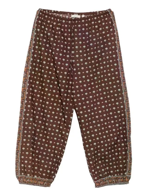 DÔEN Yarrow Tapered Trousers With Shell Print - Brown