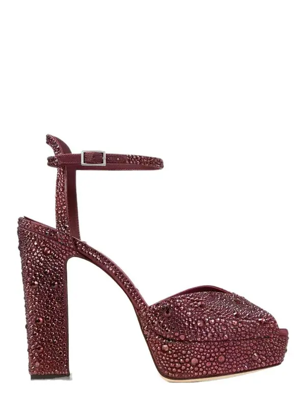 JIMMY CHOO Sacaria Platform Sandals With Dégradé Crystals - Red