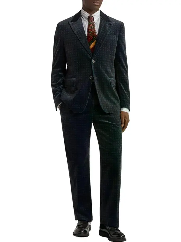 Etro Straight-leg Cotton Velvet Trousers With Tie Motif - Blue