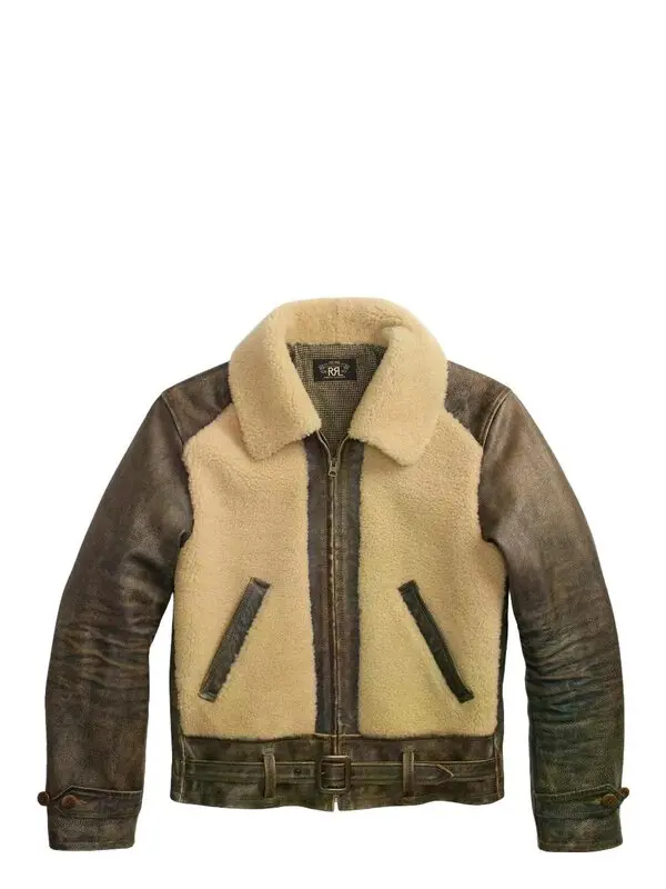 Ralph Lauren Shearling Lined Leather Jacket - Neutrals
