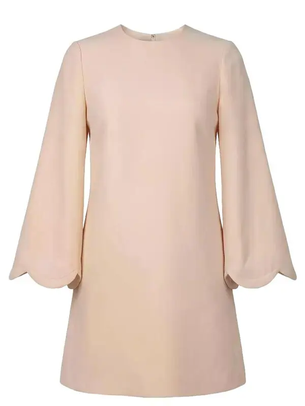 Valentino Garavani Scalloped-edge Flared-sleeve Mini Dress - Neutrals