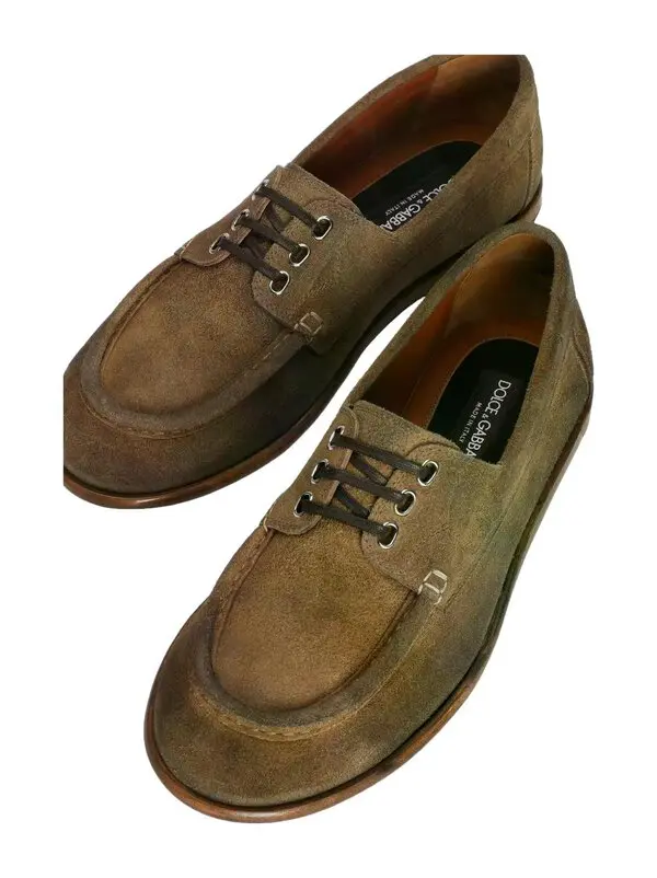 Dolce & Gabbana Derby Shoes In Split Leather - Brown