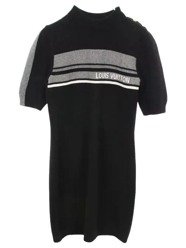 LOUIS VUITTON Intarsia Knit Mini Dress - Black