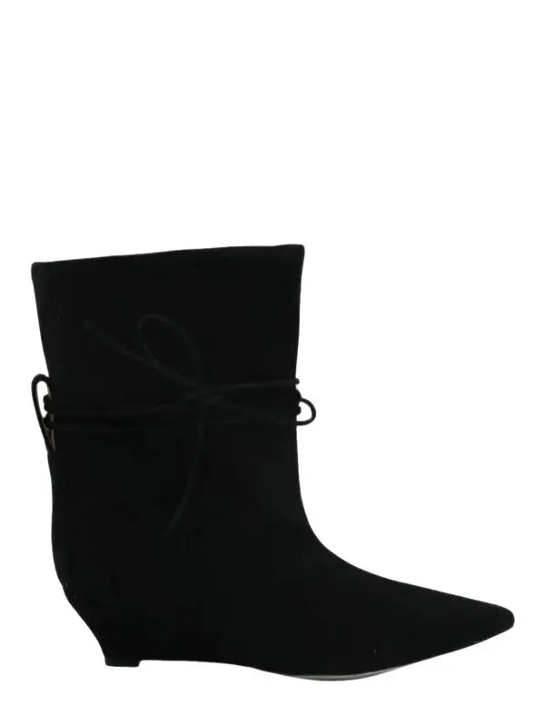 ODISSI Wedge-heel Boots With Bow Detailing - Black